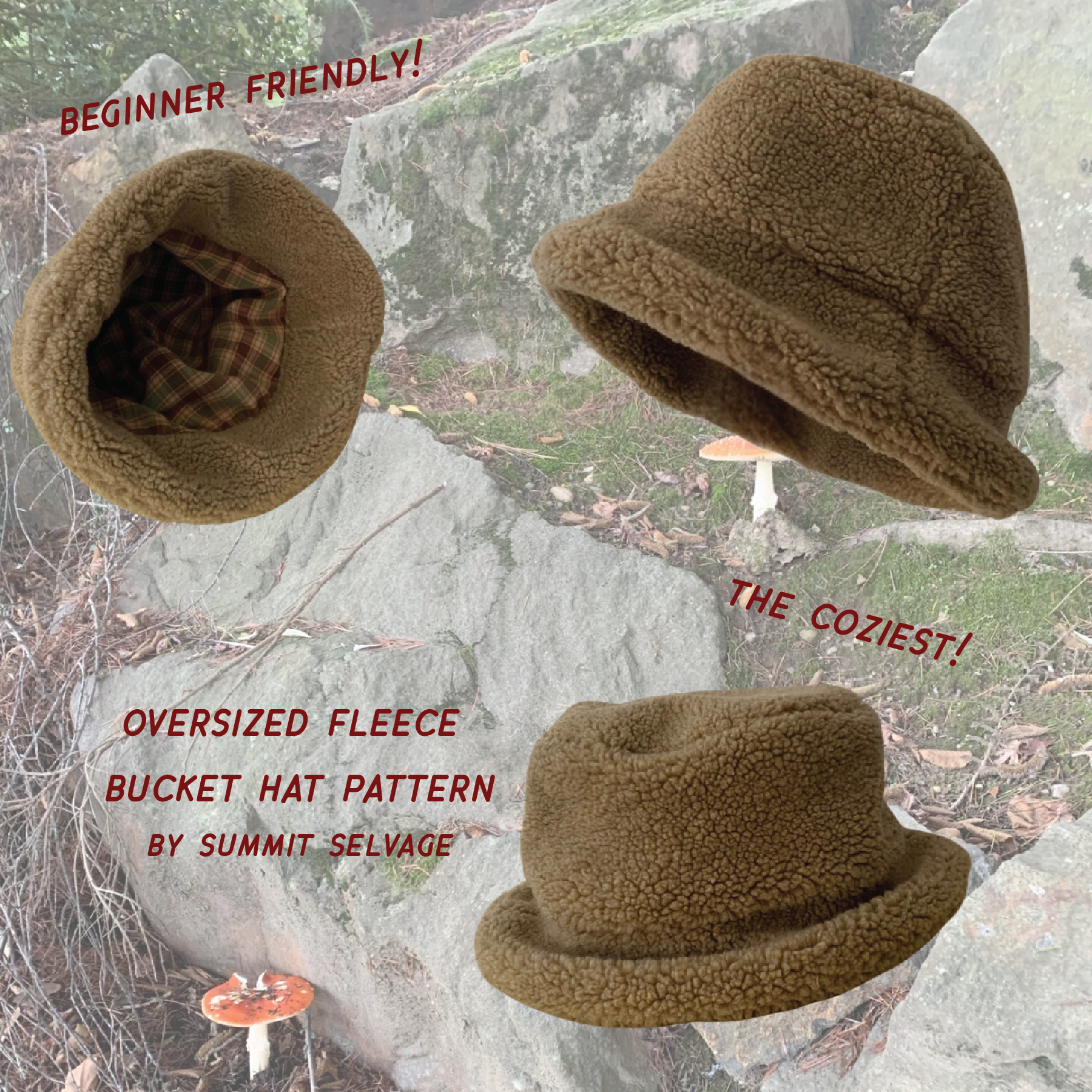 Oversized Fleece Bucket Hat Pattern – Summit Selvage